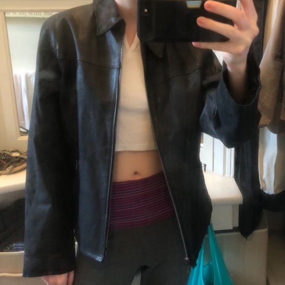 Source Unknown | Jackets & Coats | Authentic Vintage 9s Black Leather ...